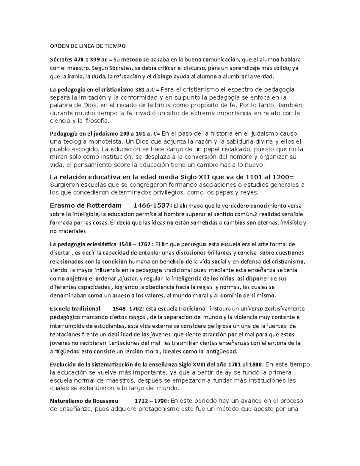 Orden Cronologico DE Linea DE Tiempo - ORDEN DE LINEA DE TIEMPO ...