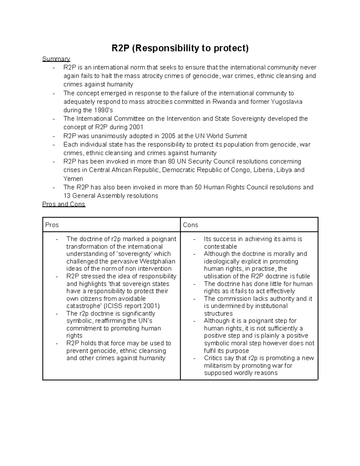 World Order Contemporary Issues - R2P (Responsibility to protect ...