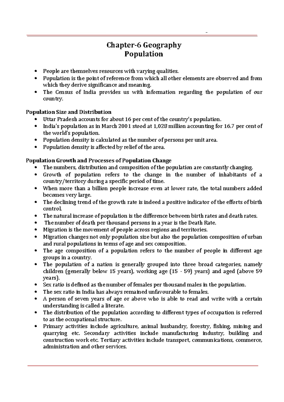 Population notes - Chapter-6 Geography Population People are themselves ...