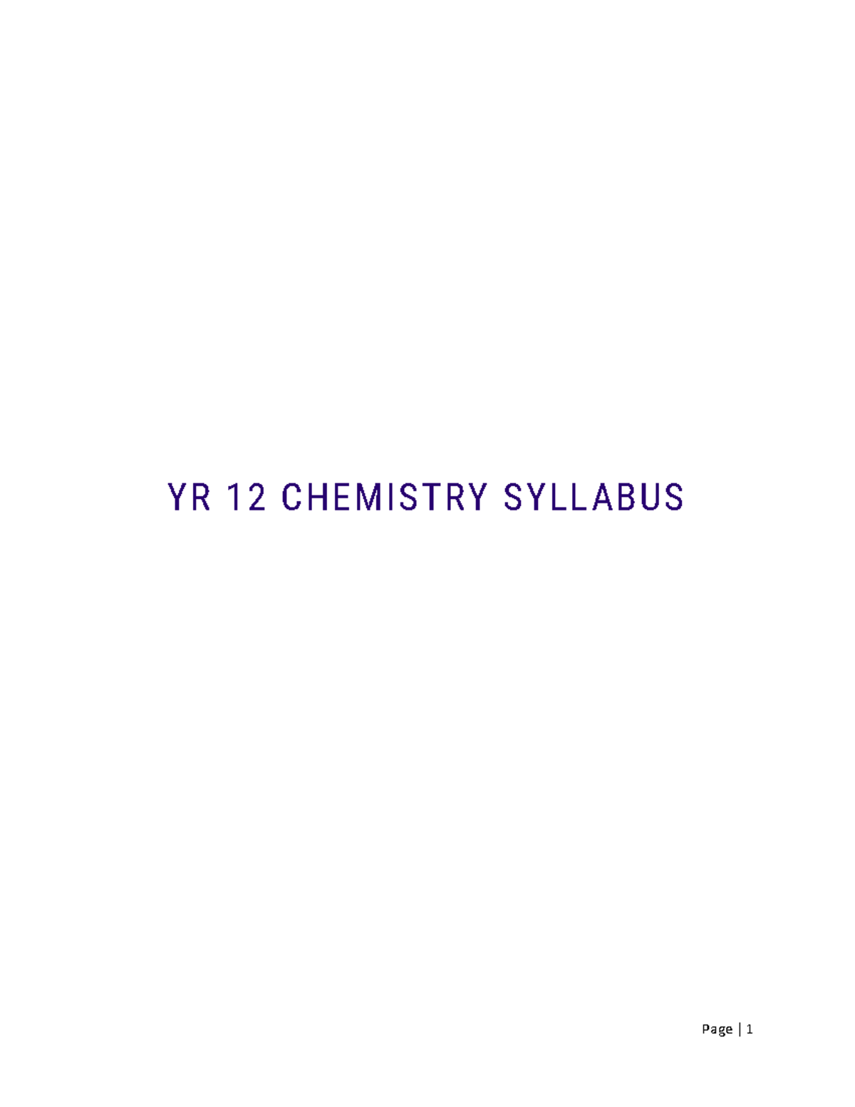 YR 12 Chemistry Syllabus - YR 12 CHEMISTRY SYLLABUS MODULE 5 ...