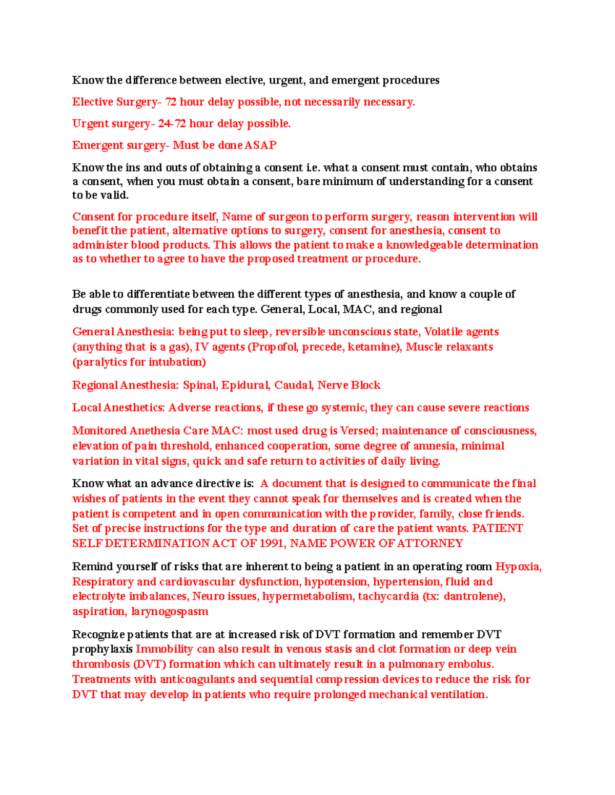 Exam 1 study guide - Know the difference between elective, urgent, and ...