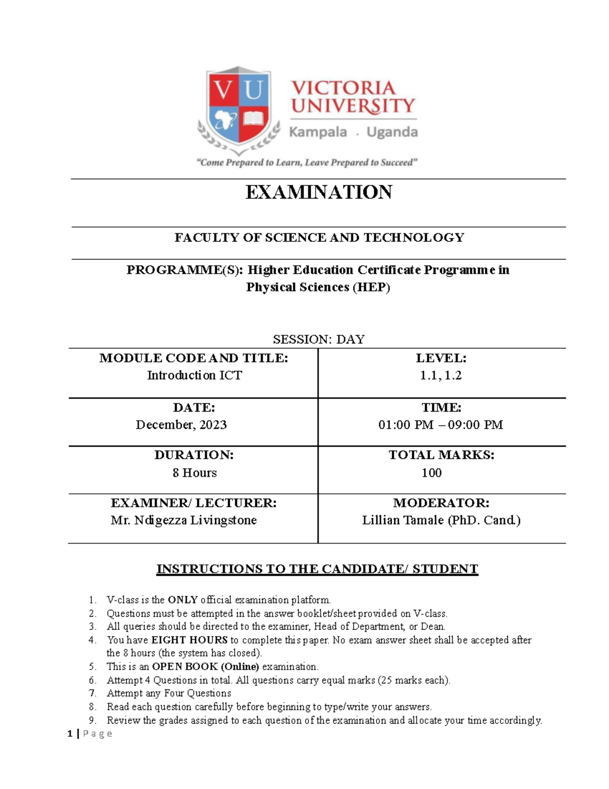 Introduction to ICT Foundation - FACULTY OF SCIENCE AND TECHNOLOGY ...