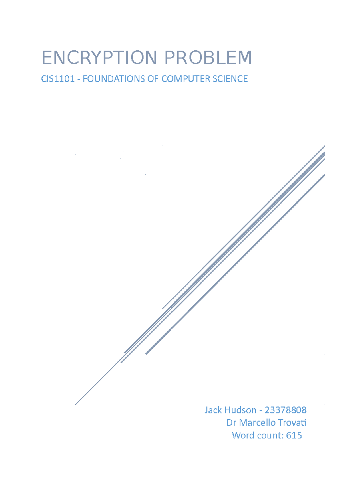 Problem set 5 - Task 5 coursework - ENCRYPTION PROBLEM CIS1101 ...