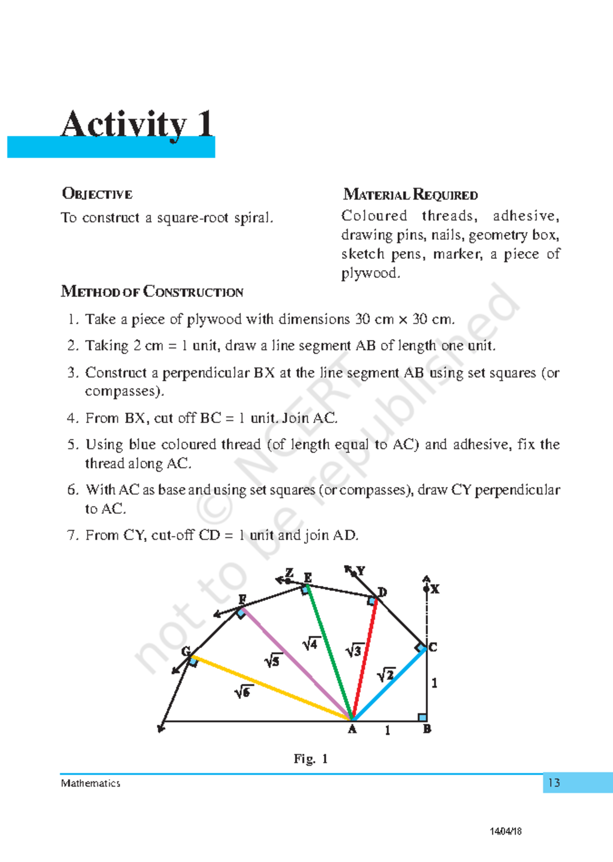 Activity 1 - Mathematics 13 METHOD OF CONSTRUCTION 1 a piece of plywood ...
