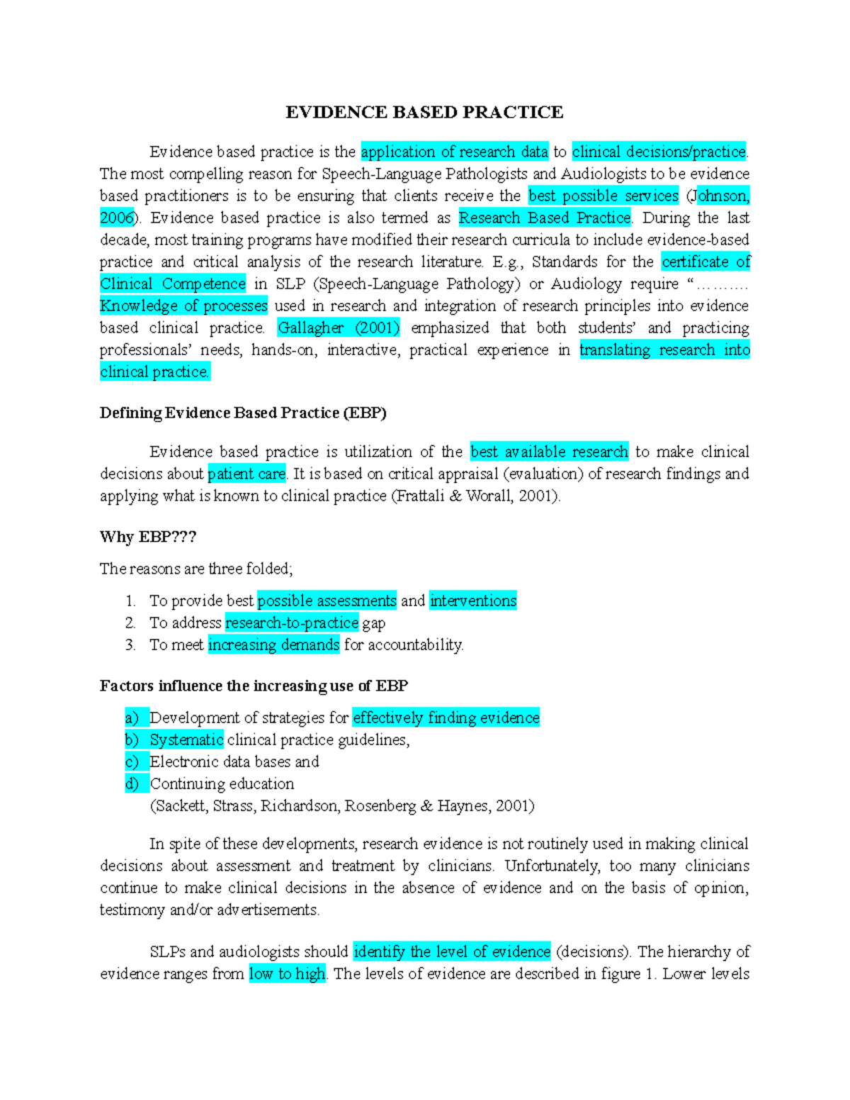 Evidence based final - RRS - EVIDENCE BASED PRACTICE Evidence based ...