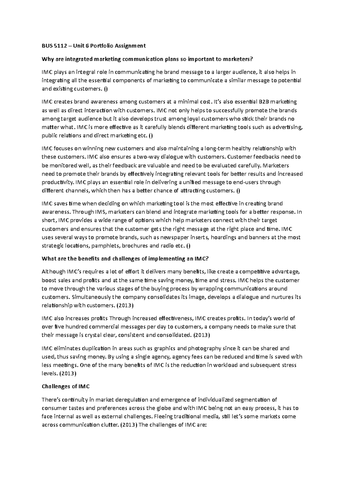 BUS 5112 - Week 6 - Portfolio Assignment - BUS 5112 – Unit 6 Portfolio ...