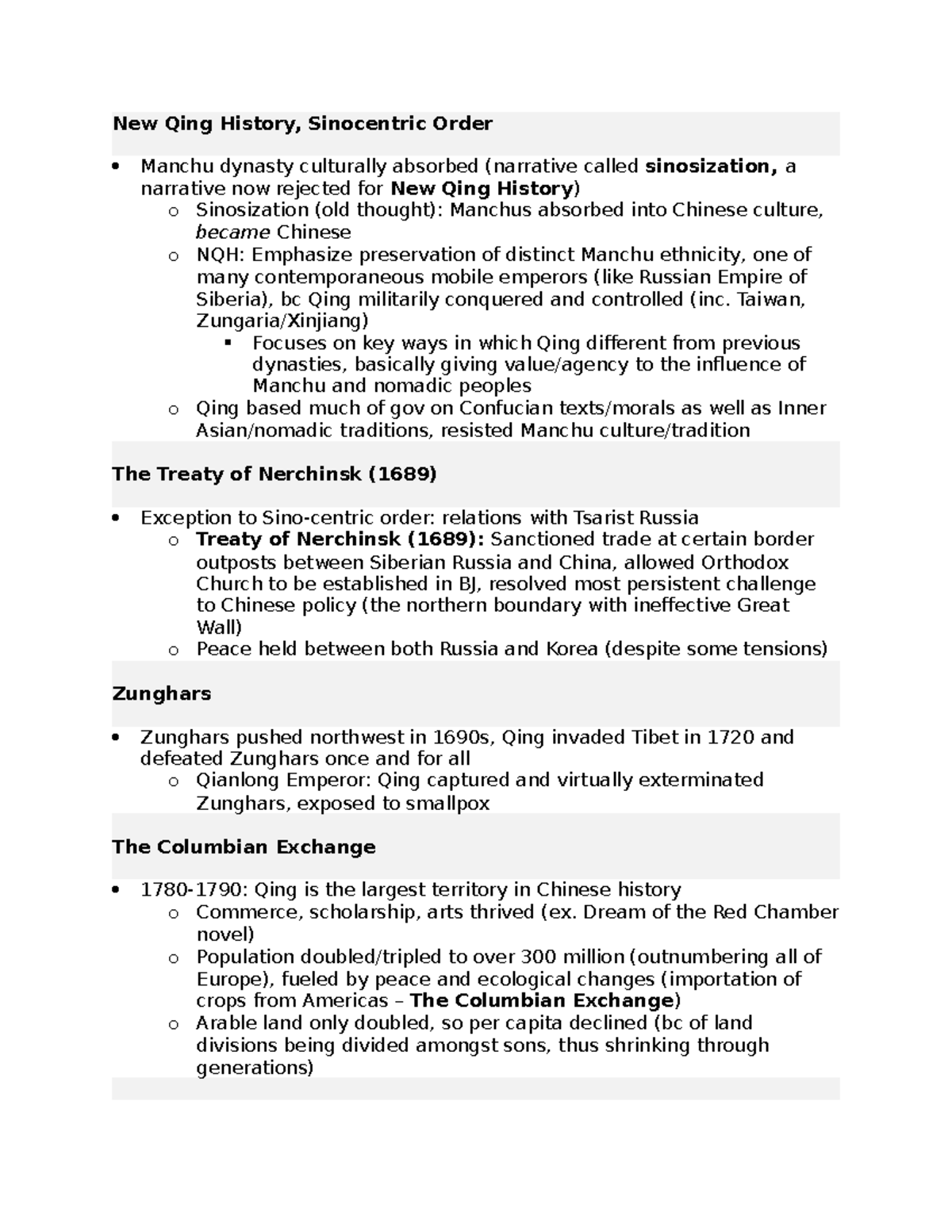 Lecture Terms - Summary HISTORY OF MODERN CHINA II - New Qing History ...