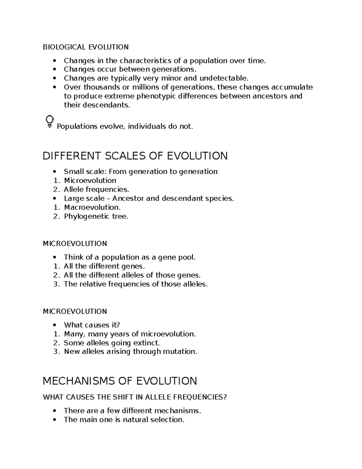 Biological Evolution - Notes are taken in a lecture from PowerPoint ...