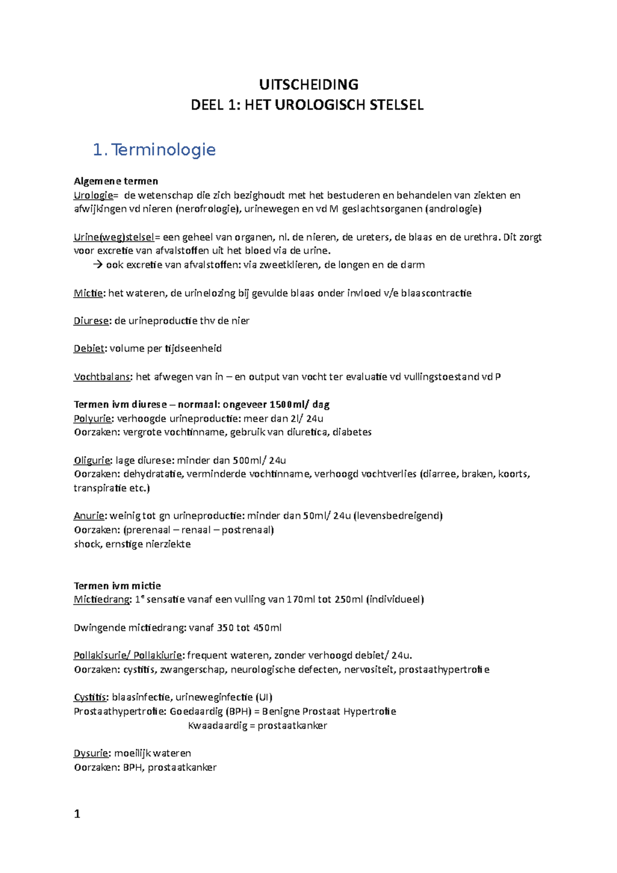 uitscheiding urologie en gastro-enterologen - UITSCHEIDING DEEL 1: HET ...
