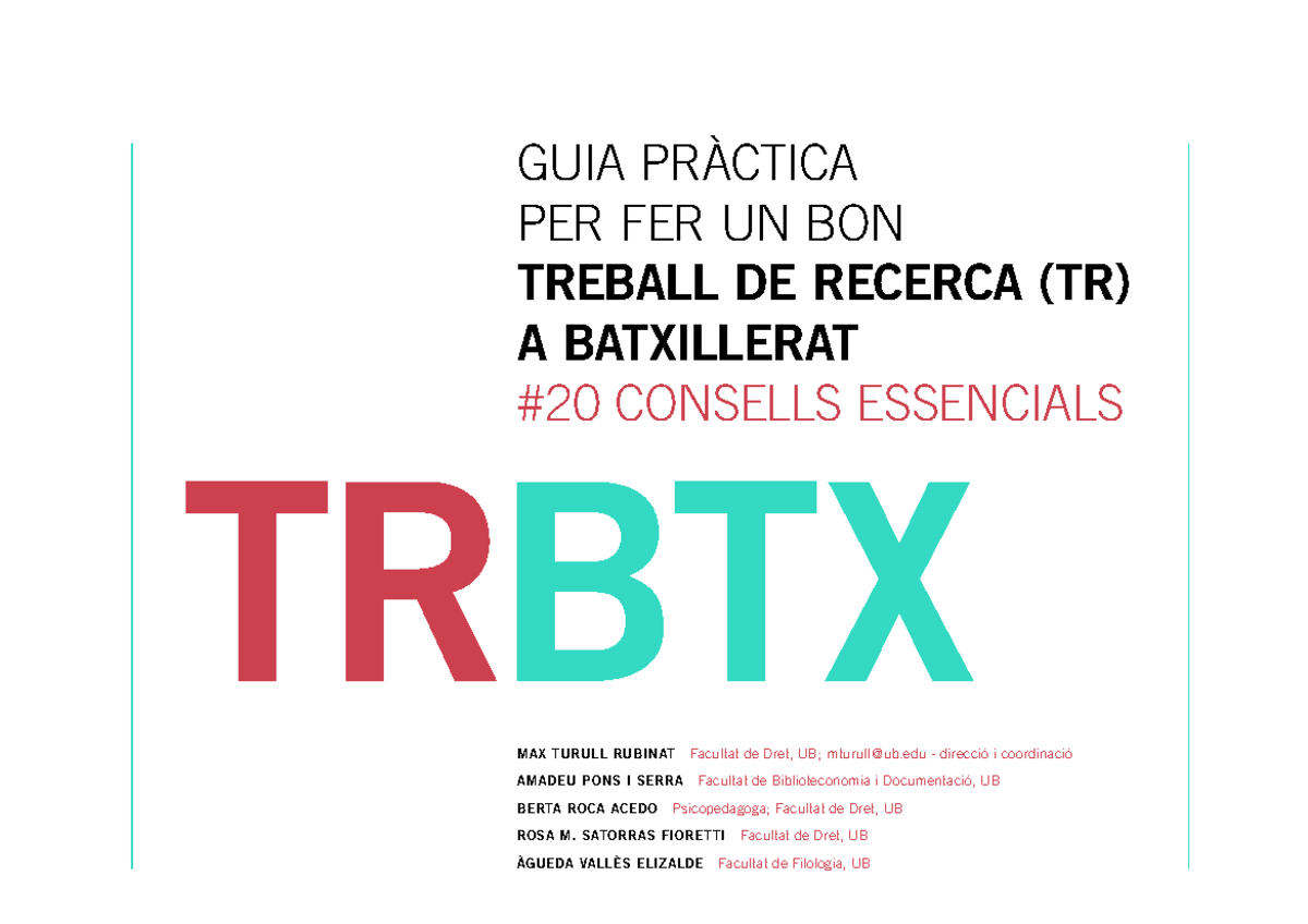 Guia practica per fer un bon TR 20 consells - GUIA PRÀCTICA PER FER UN ...