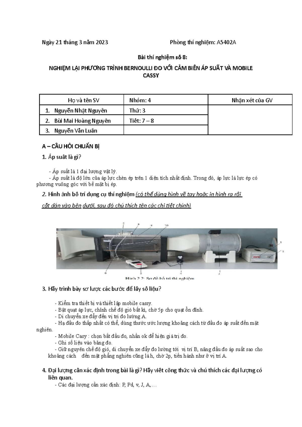 Tnvlbai 8 - tnvl1 - Ngày 21 tháng 3 năm 2023 Phòng thí nghi m:ệ A5402A Bài thí nghi m sốố 8:ệ ...