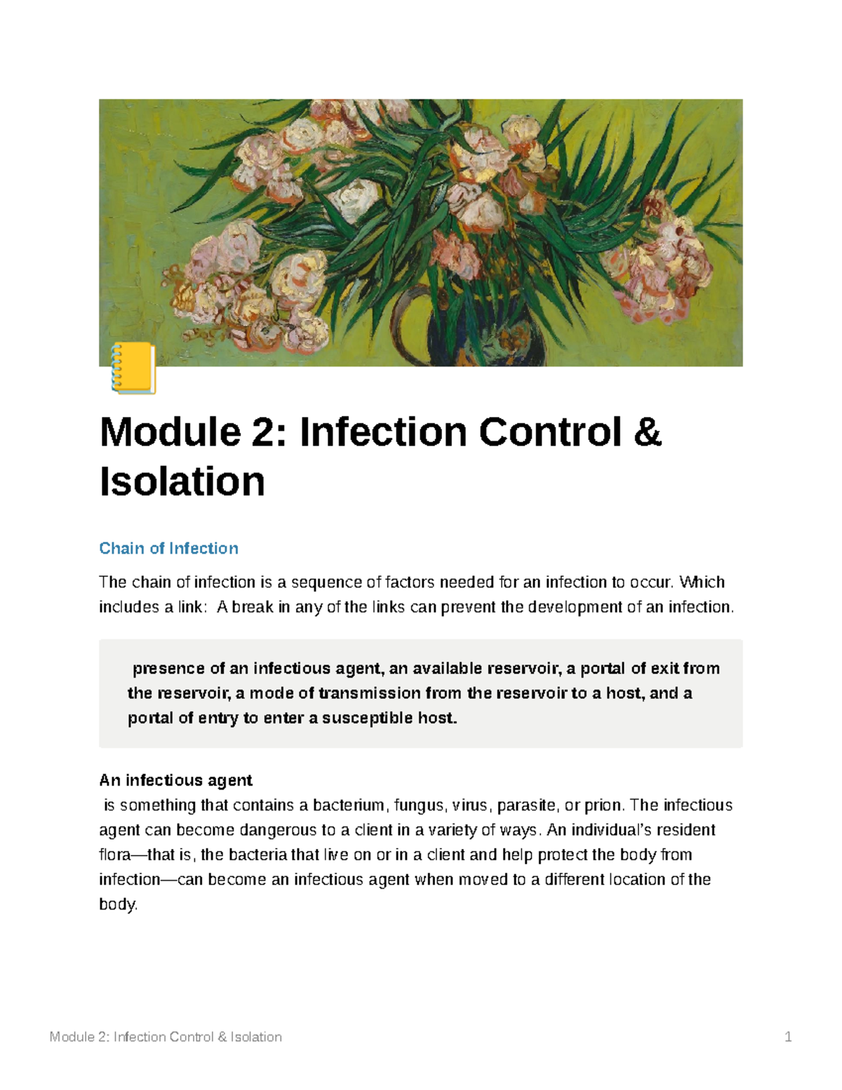 Module 2 Infection Control Isolation notes - 📒 Module 2: Infection ...