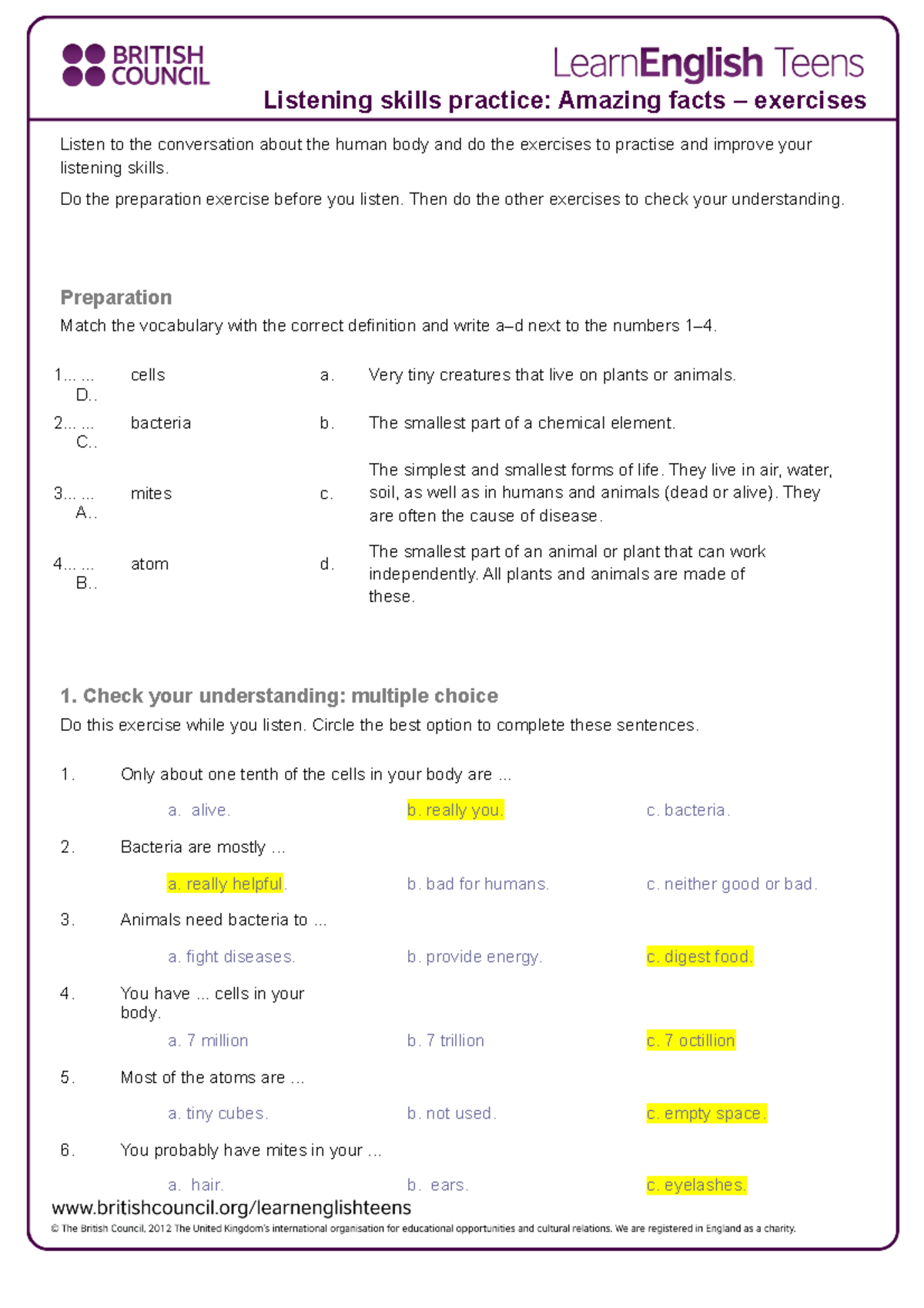 Listening 2 - Listening skills practice: Amazing facts – exercises ...
