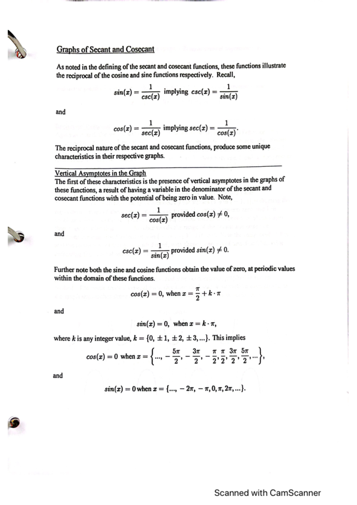 Math 132 Graphs of Secant - MATH 132 - Studocu