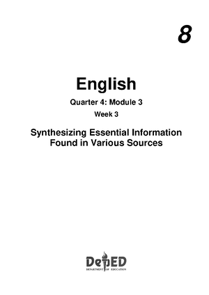 English 8 Quarter 4 Module 1 - English Quarter 4 : Module 1 Week 1 ...