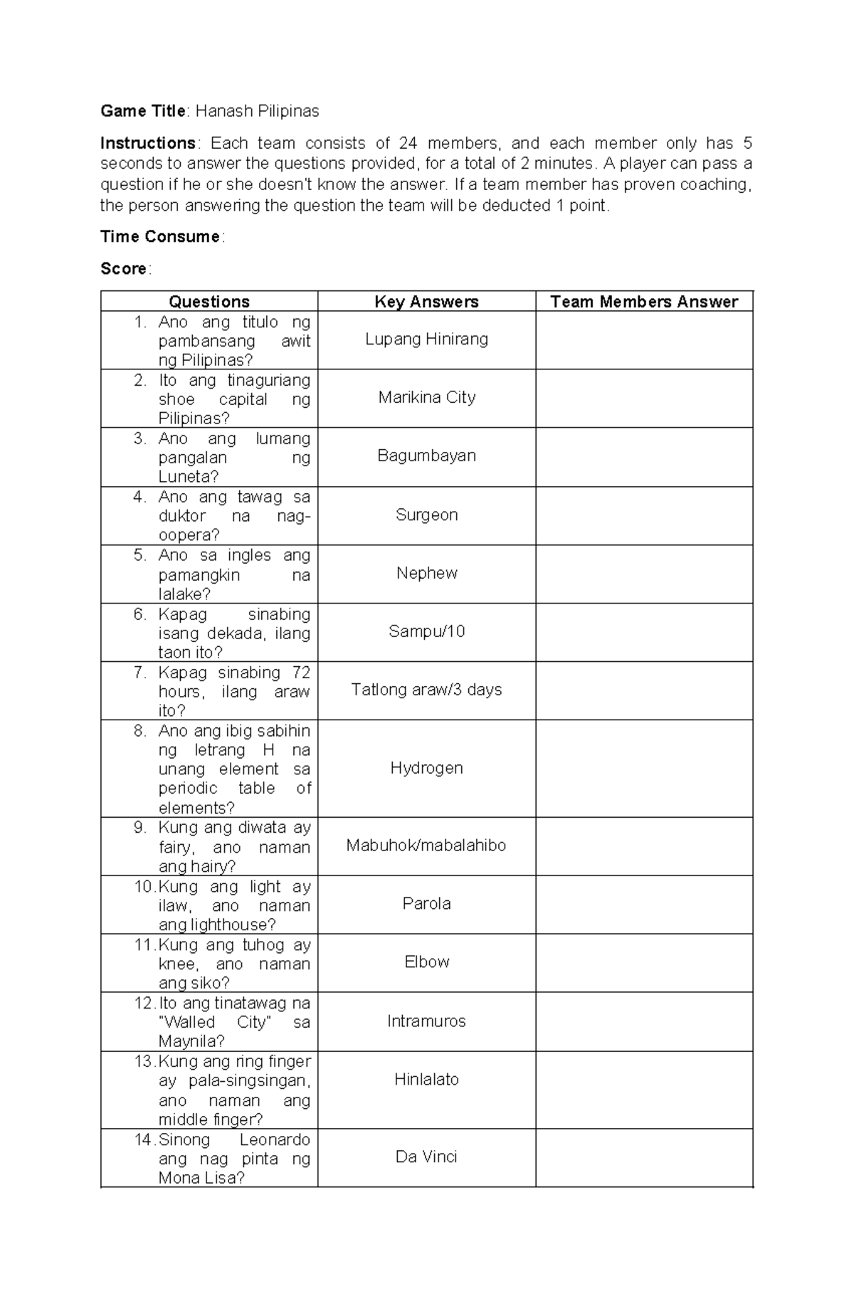 Hanash Pilipinas Instruction and Q&A - Game Title: Hanash Pilipinas ...