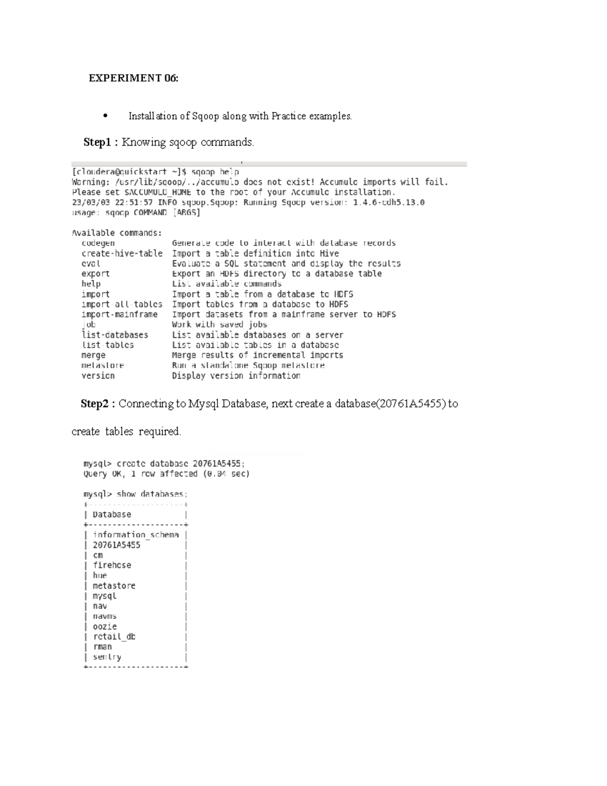 Bda record sqoop and hive - EXPERIMENT 06: Installation of Sqoop along with Practice examples ...