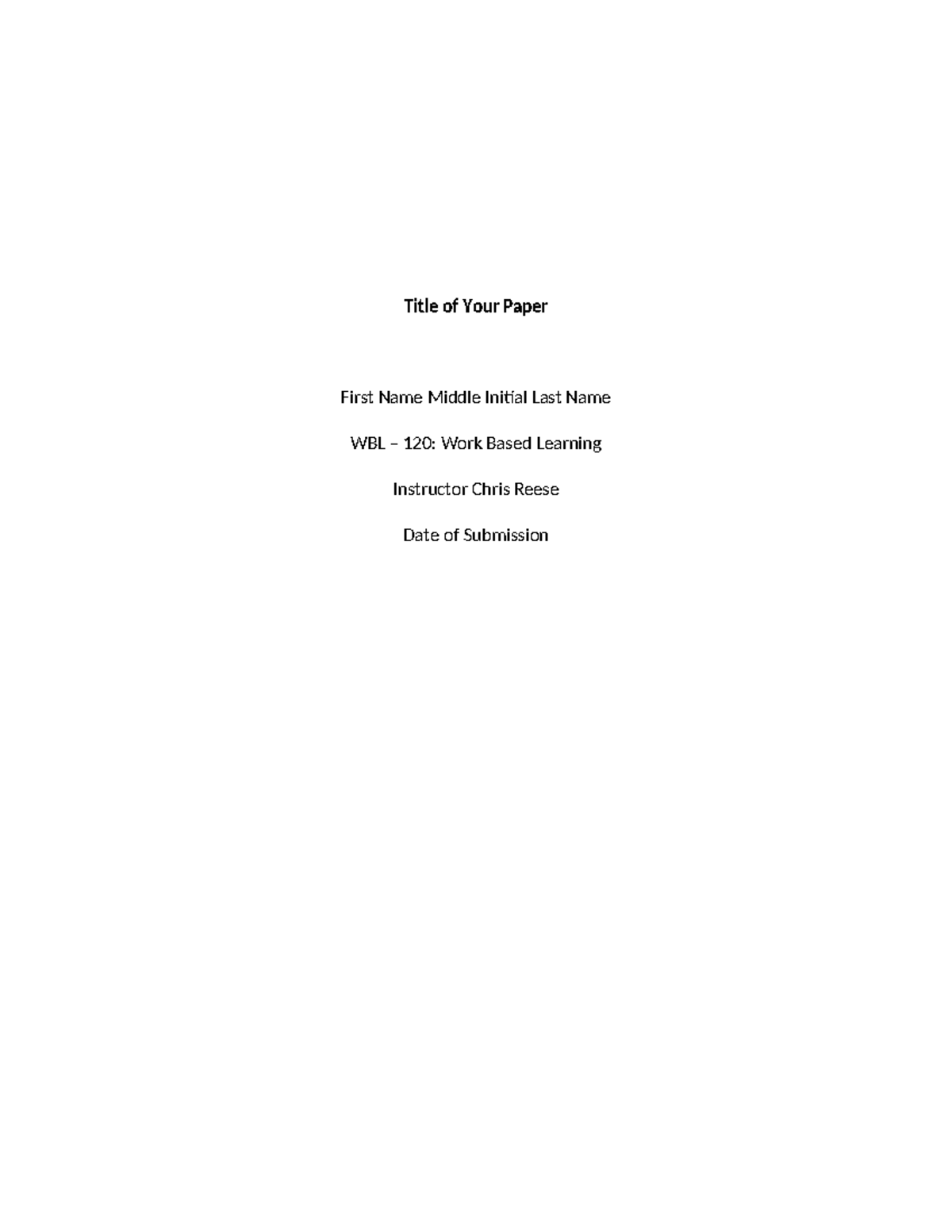 APAFormat Paper Ex - standard stuff - Title of Your Paper First Name ...