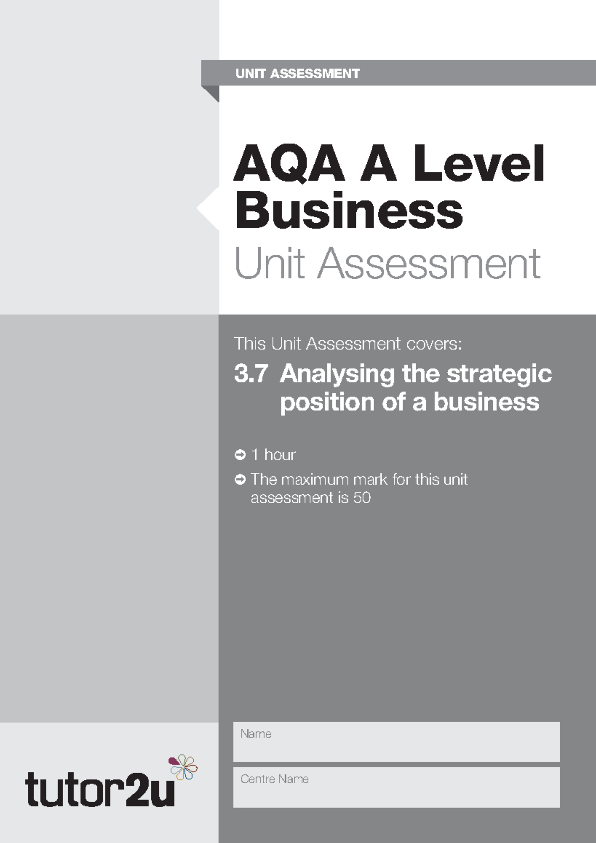 business aqa help guide - AQA A Level Business Unit Assessment 3 ...