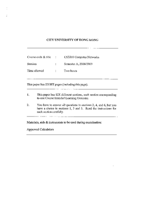CS3201-1314A - This is past paper - Computer Networks - Studocu