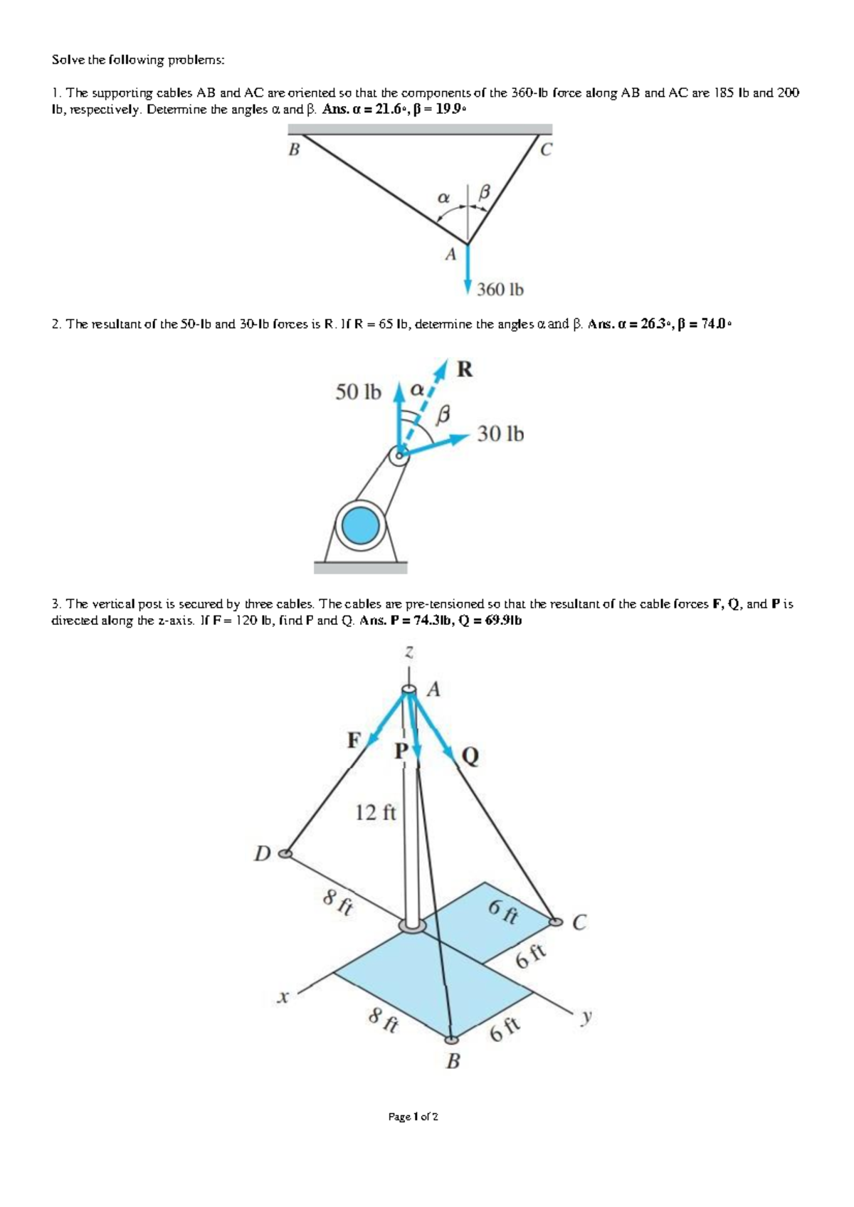 MEC101.1 Statics OF Rigid Bodies - Page 1 of 2 Solve the following ...