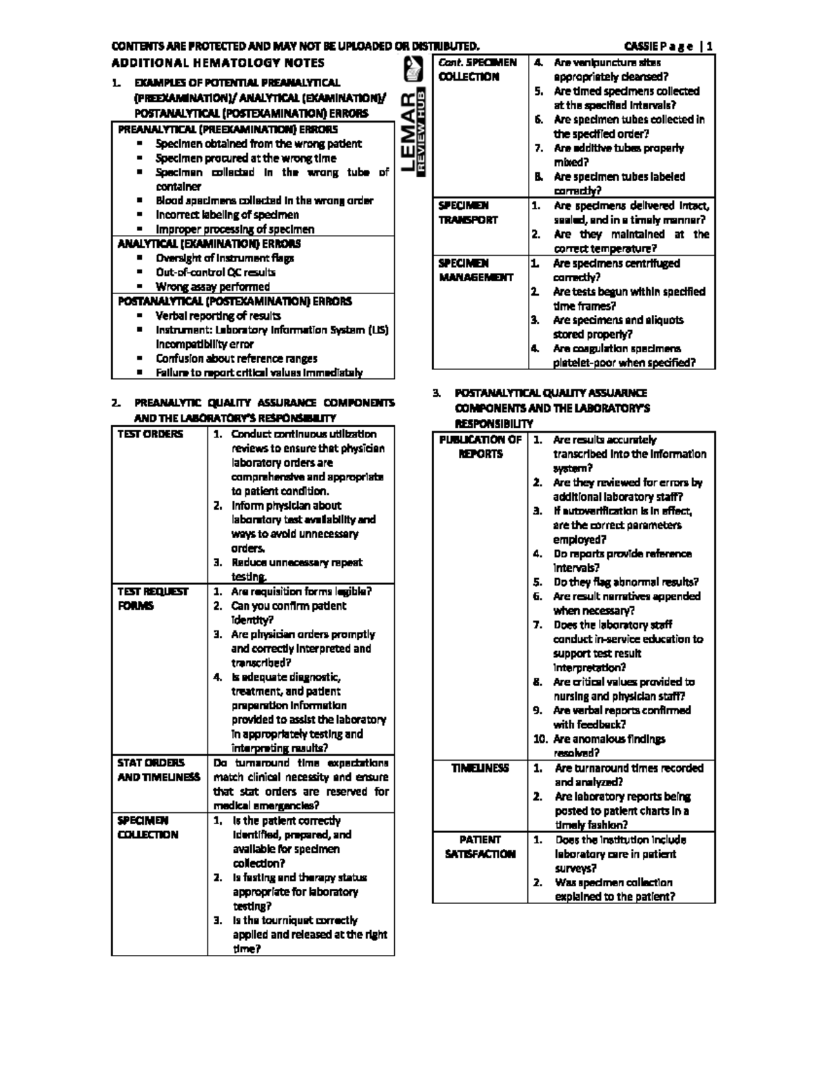 Additional HEMA Notes(24) - CONTENTS ARE PROTECTED AND MAY NOT BE ...
