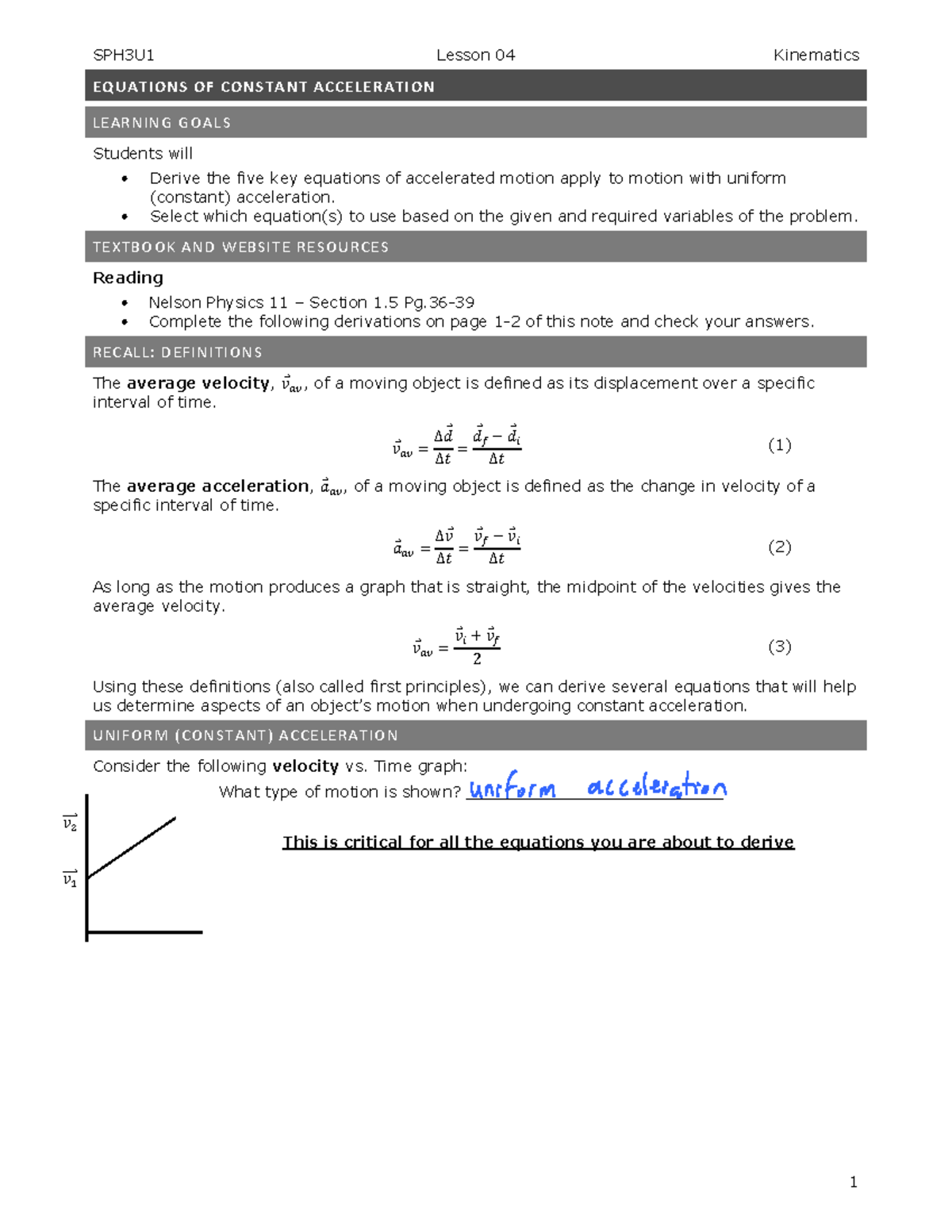 04 - Kinematics Equations and Acceleration due to Gravity - Complete ...