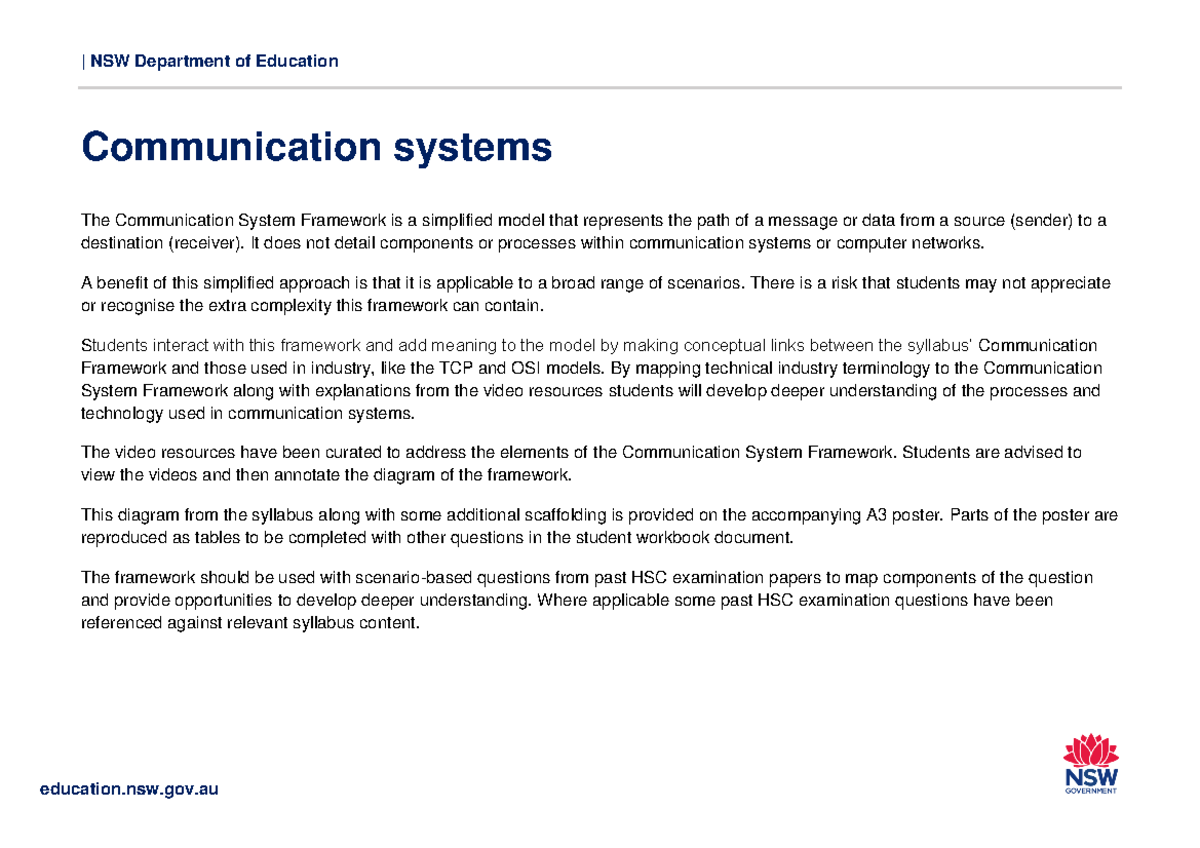 Communications Sytems IPT PAST Questions - | NSW Department of ...