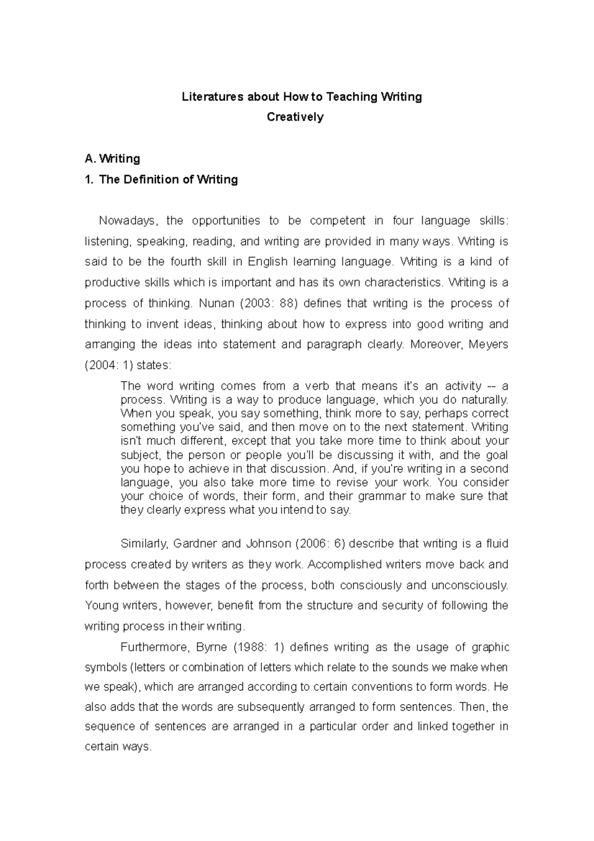 Literatures about How to Teaching Writing Creatively - Writing The ...