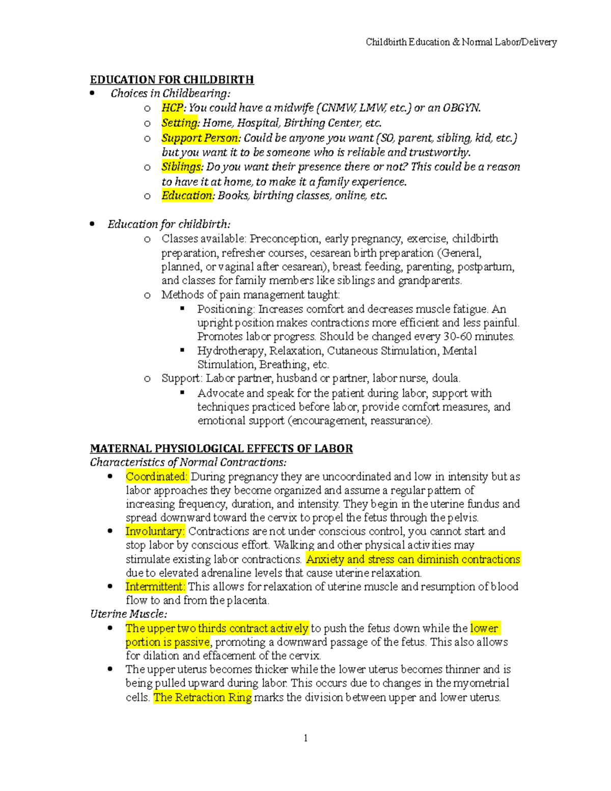Childbirth Education Process of Birth - EDUCATION FOR CHILDBIRTH ...