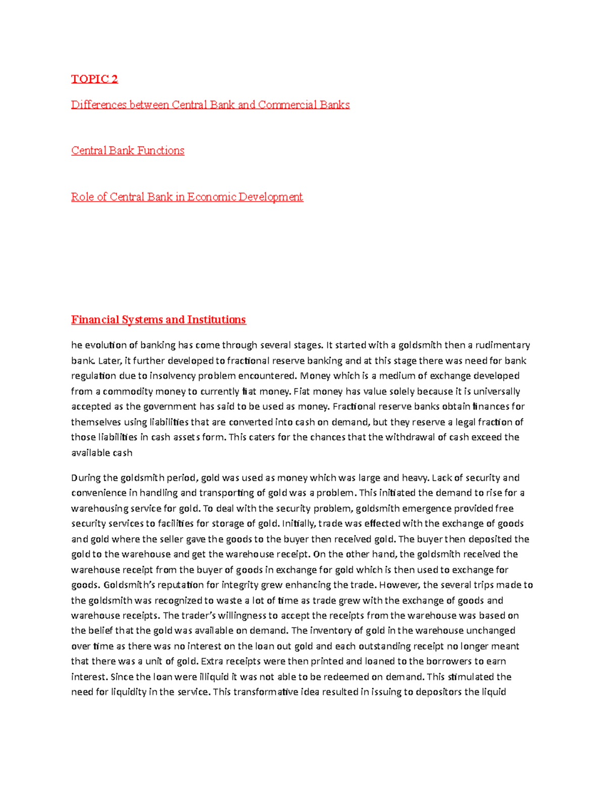 Elements OF Banking Notes - Business management - Studocu