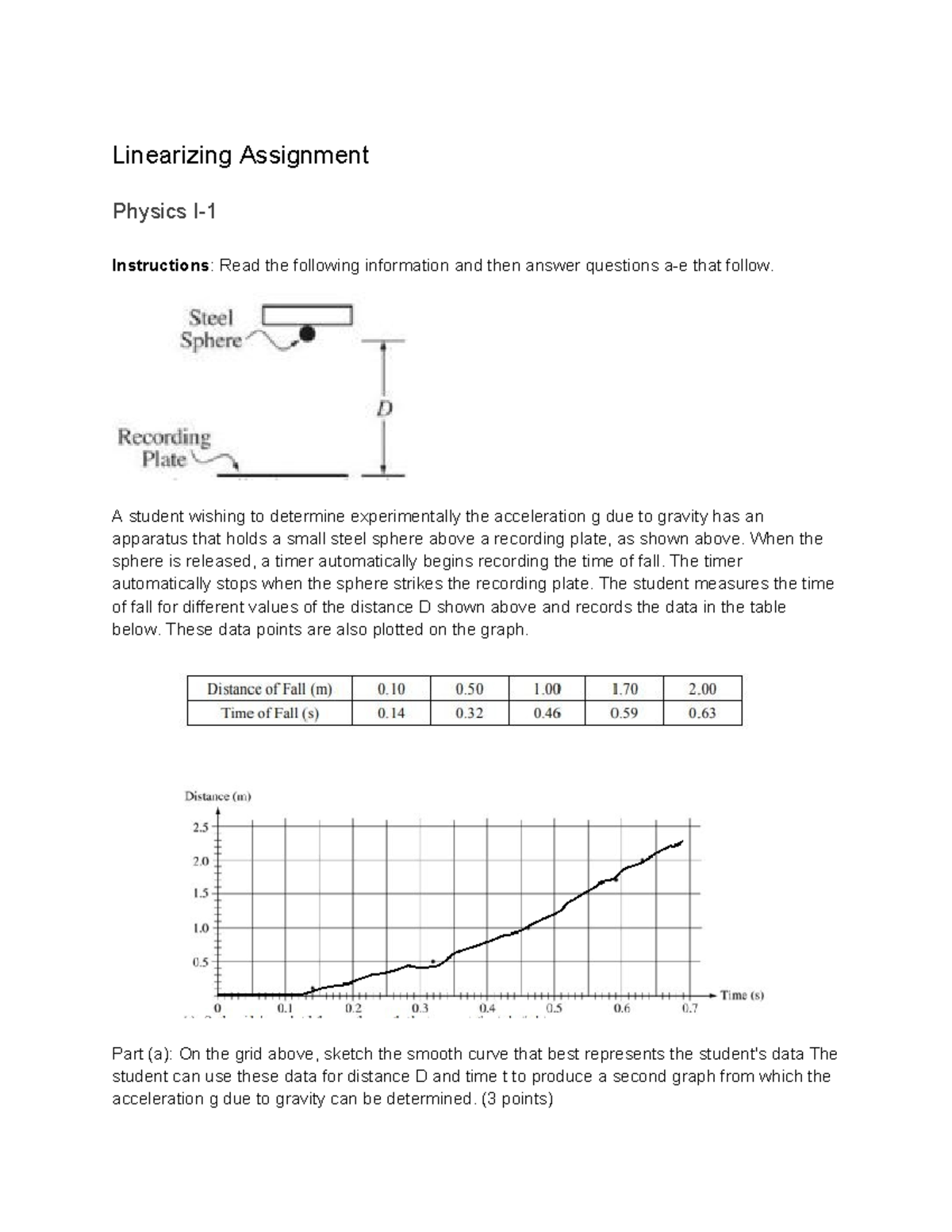 2.11 Linearizing - Linearizing Assignment Physics I- Instructions: Read ...