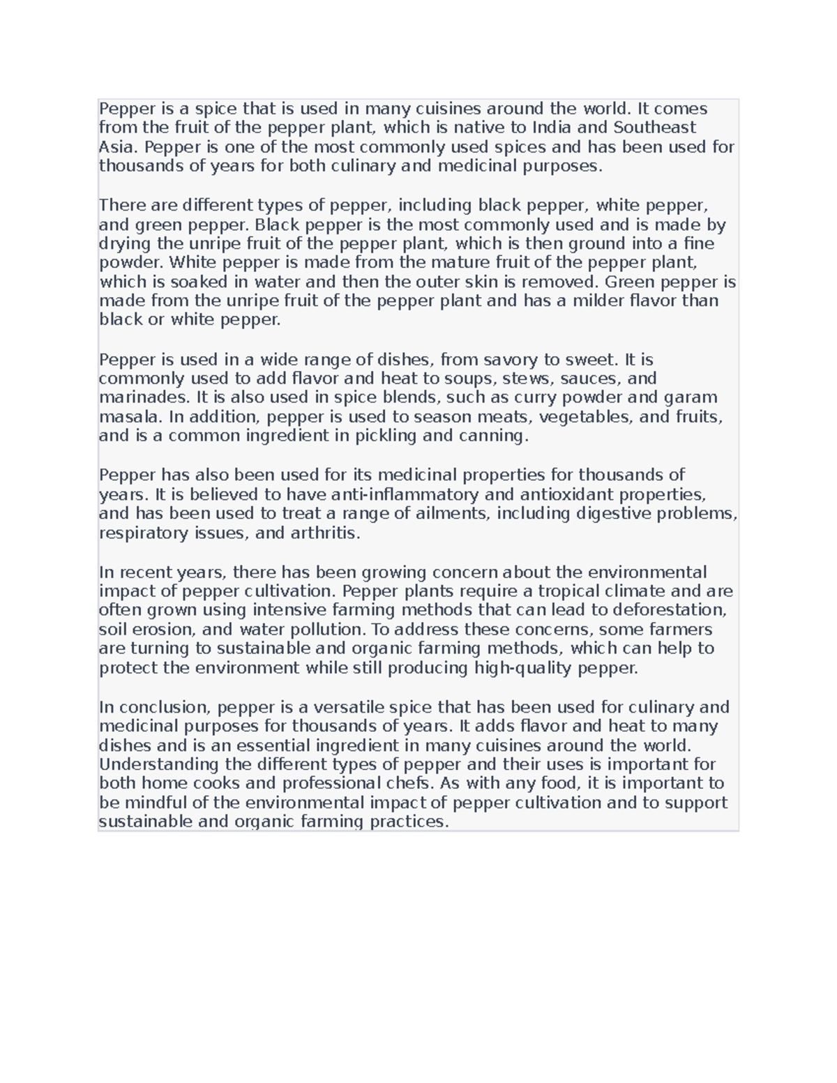 Pepper - notes - Pepper is a spice that is used in many cuisines around ...