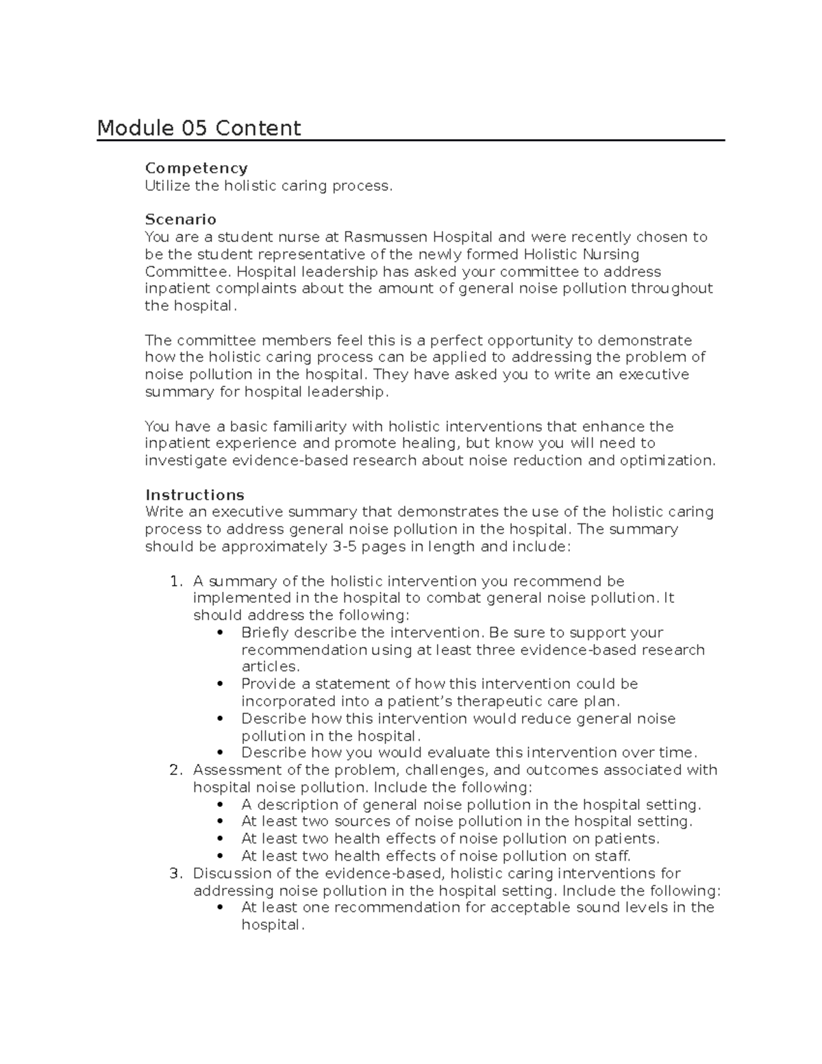 Module 05- Instructions - Module 05 Content Competency Utilize the ...