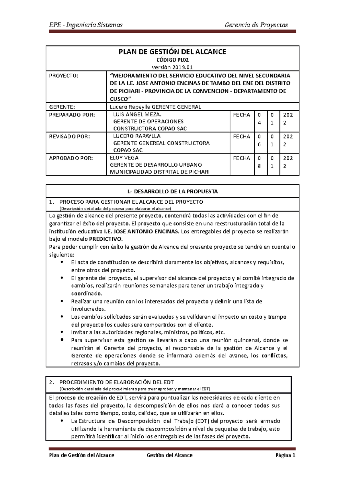PL 02 Plan de Gestion del Alcance(1)(1) (2) - EPE - Ingeniería Sistemas ...