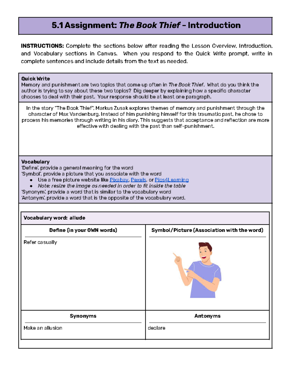 E9 - S2 - The Book Thief - M5 - L5.1 - Assignment: Introduction - 5 ...