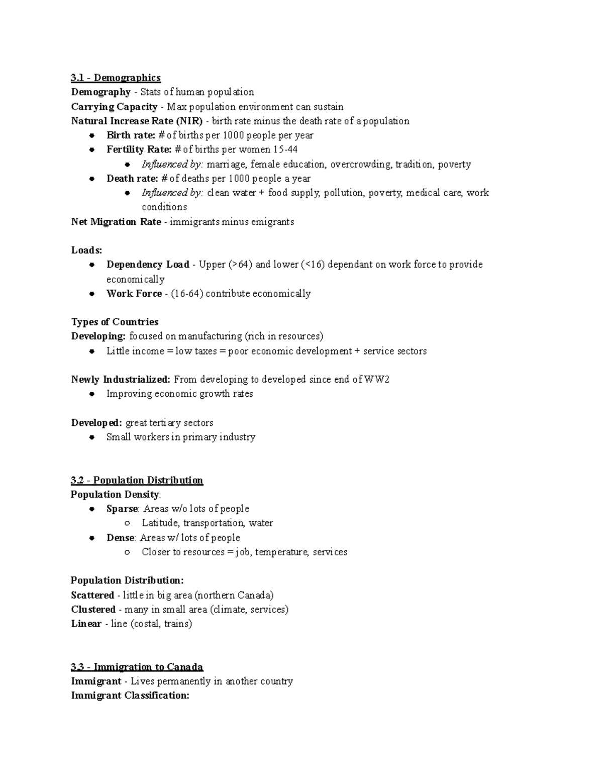 Unit 3 - Human Geography Test - 3 - Demographics Demography - Stats of ...