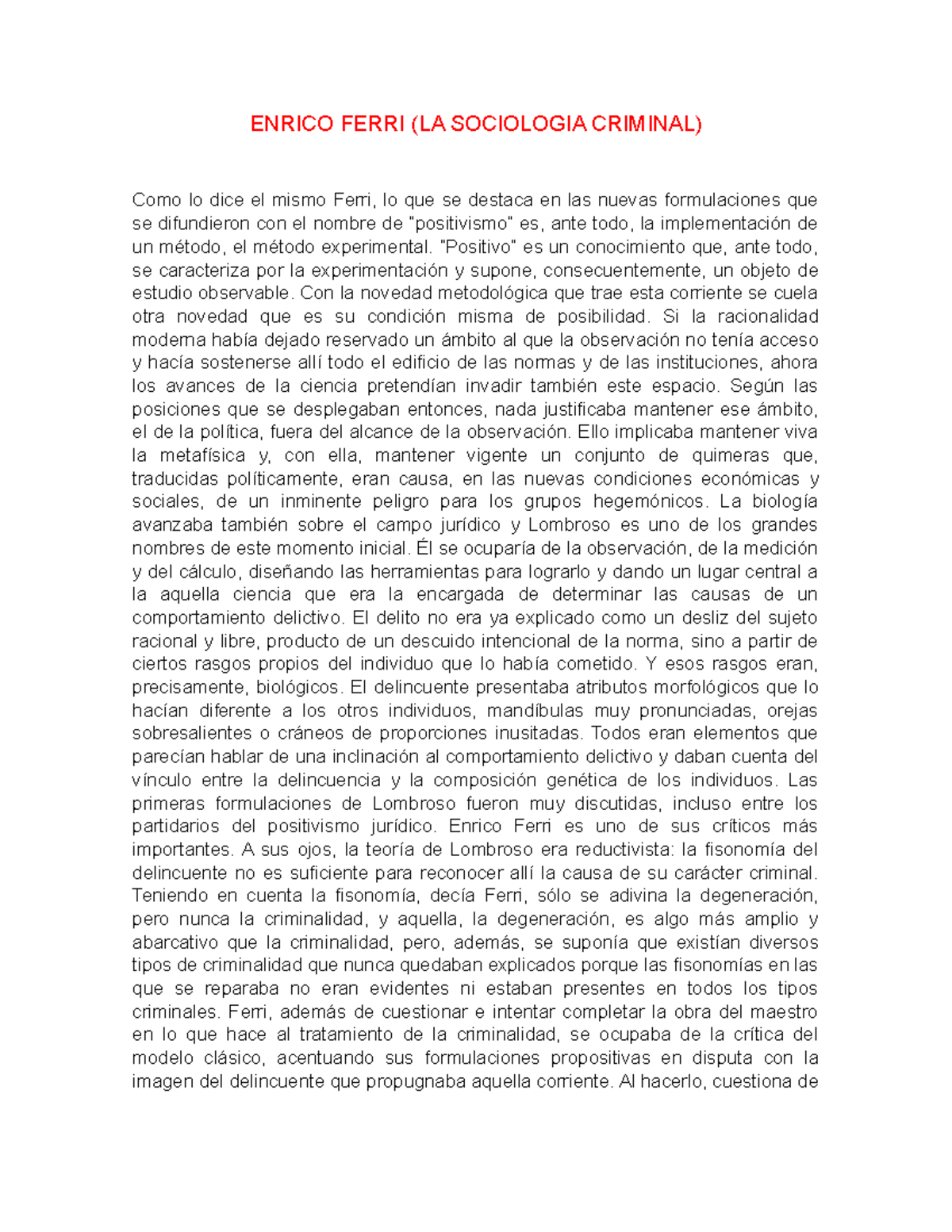 Enrico Ferri (LA Sociologia Criminal) - ENRICO FERRI (LA SOCIOLOGIA ...