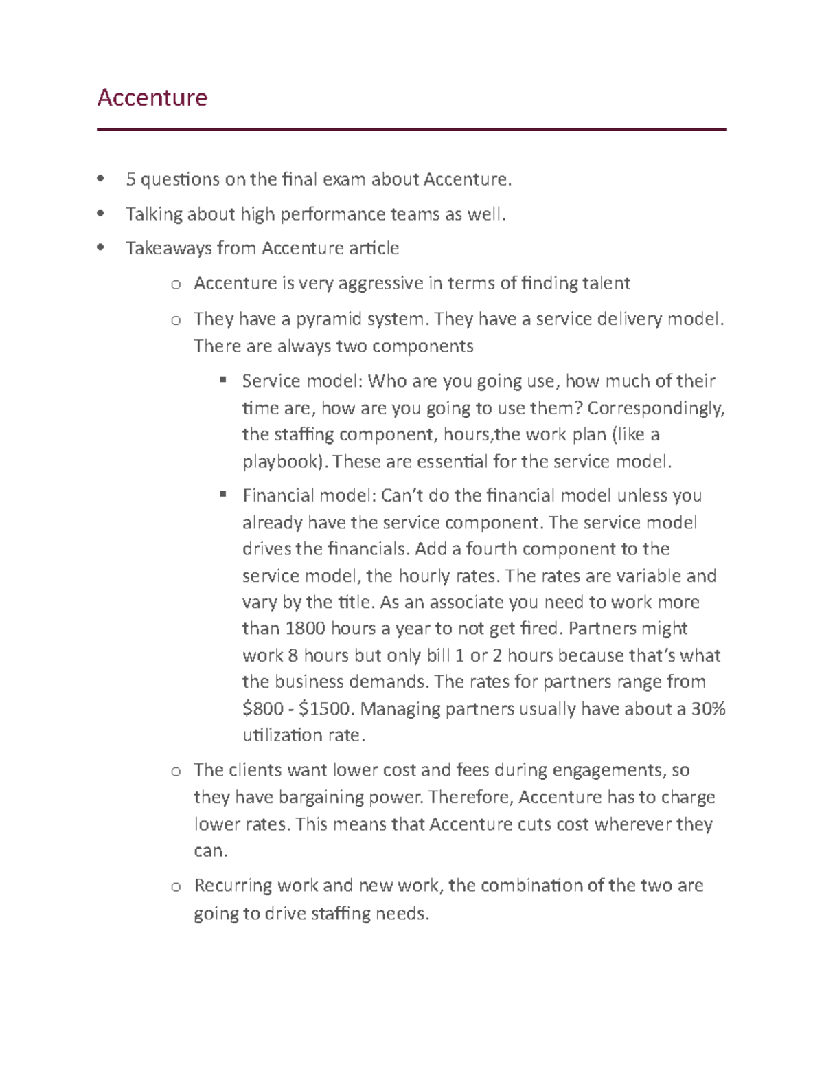 Case Notes: Accenture - Accenture 5 questions on the final exam about ...
