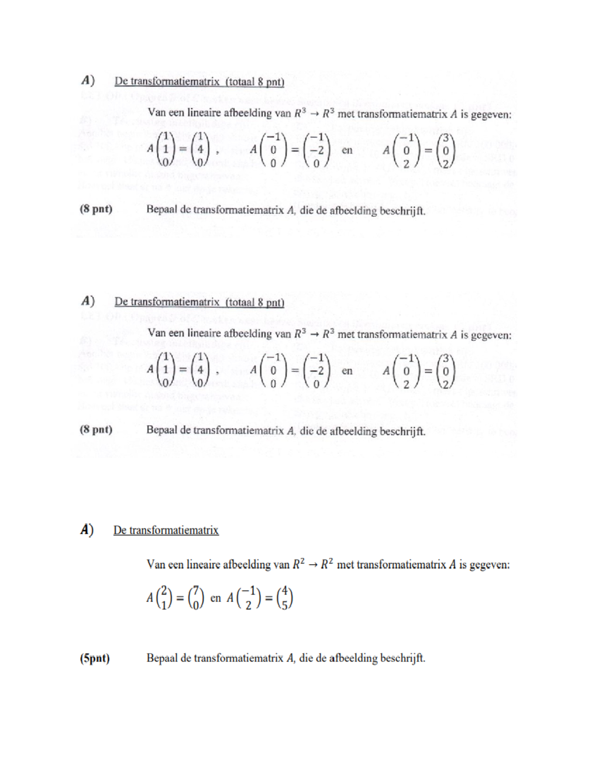 Transformatie matrix - oefenen - Wiskunde 2 - Studocu