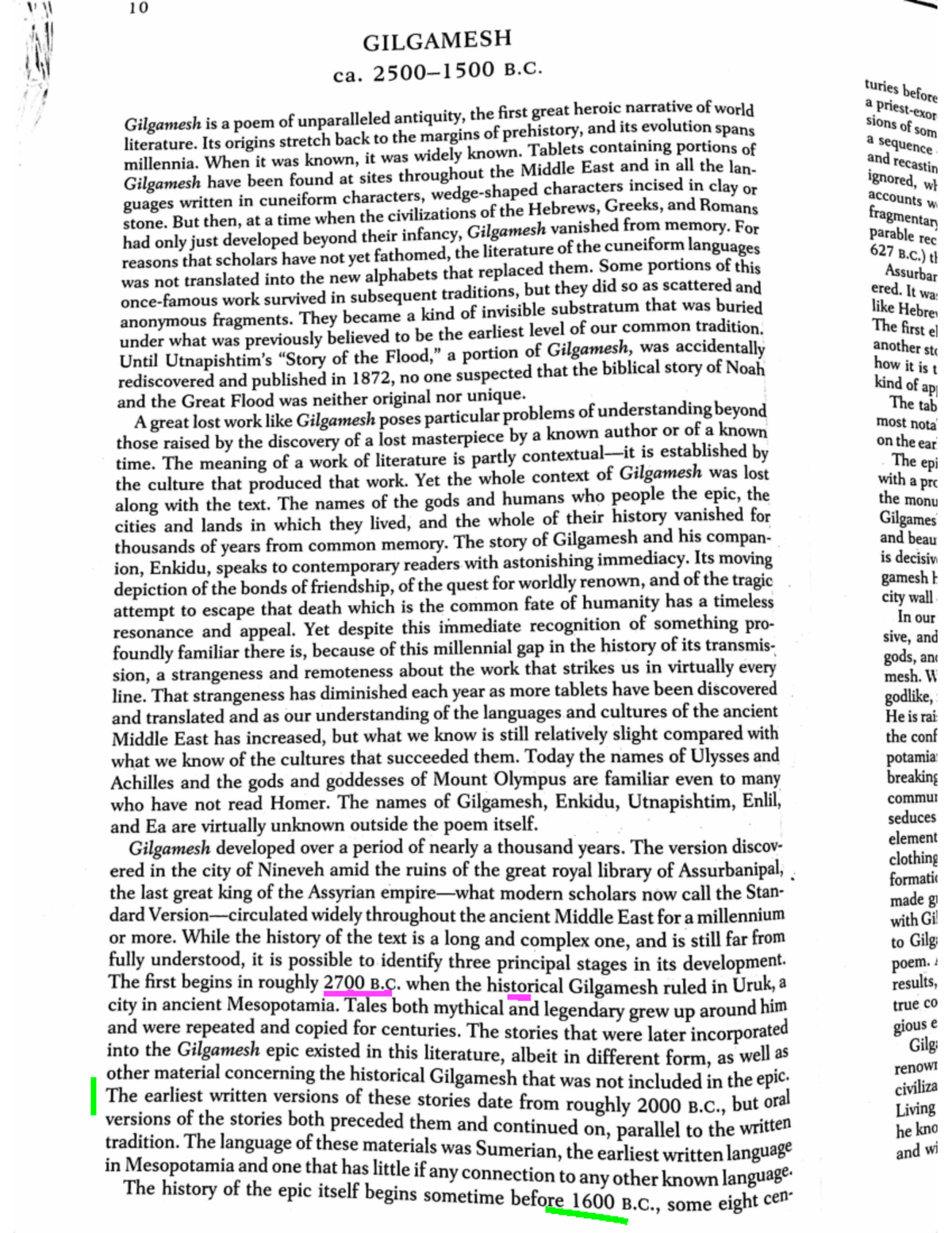 Gilgamesh - reading - 10 GILGAMESH ca. B. turies a Gilgamesh is a poem ...