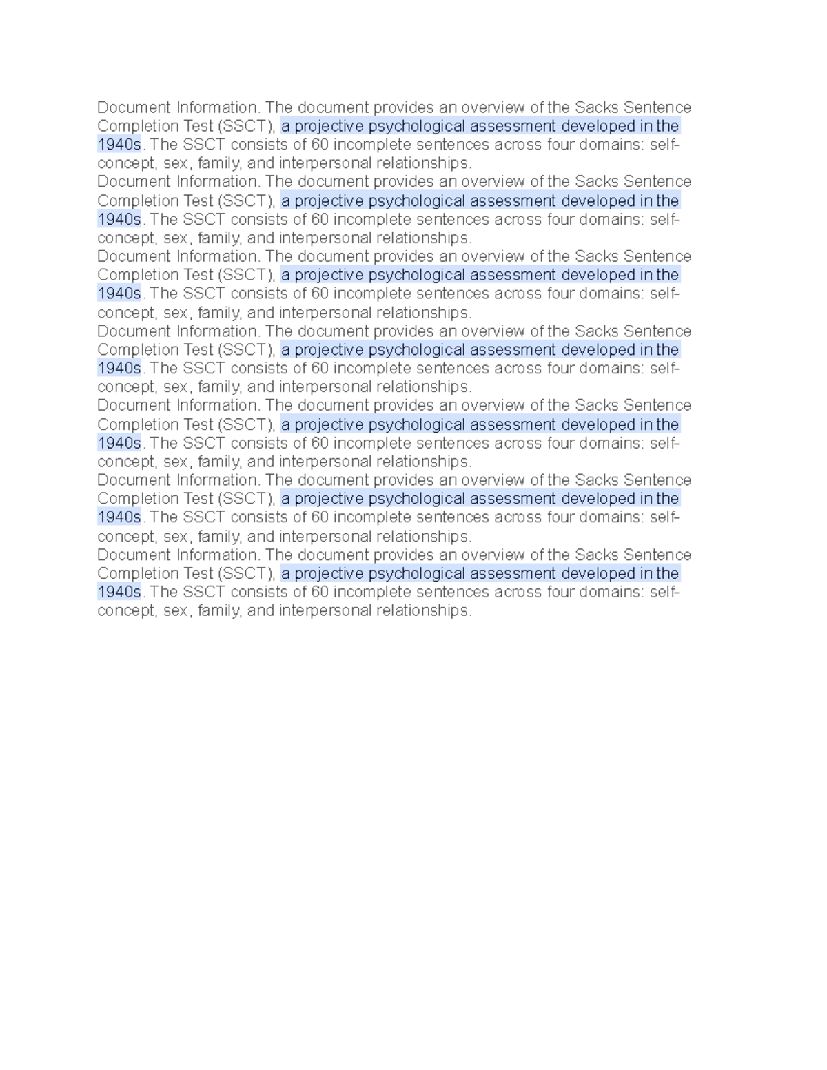 Sach - Testing - Document Information. The document provides an ...