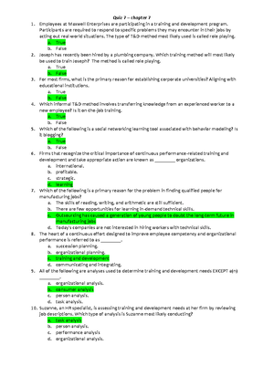 Quiz 2-chapter 2-answers - Quiz 2 – chapter 2 Knowledge workers in an ...