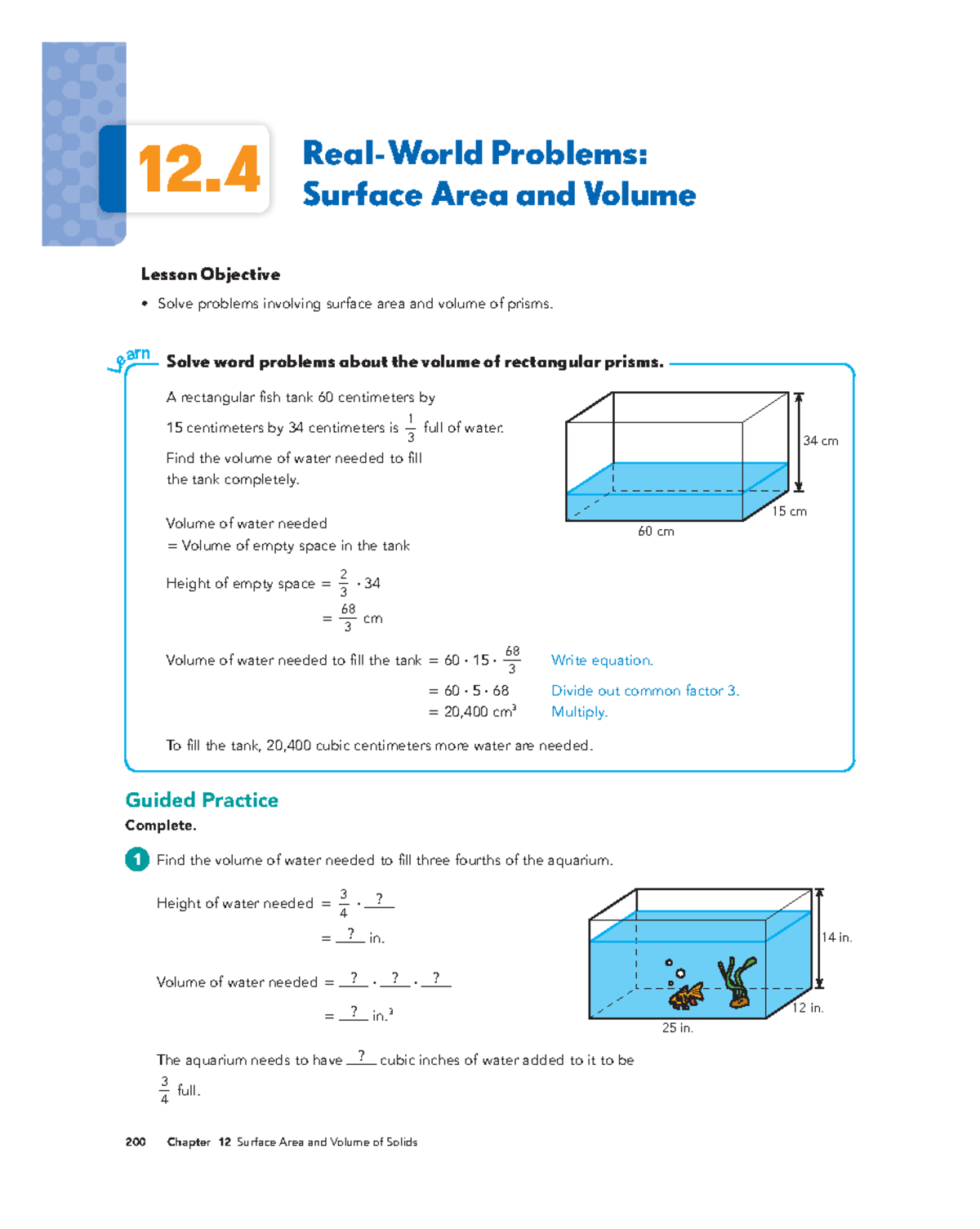 surface area and volume - L e a r n 12. Real-World Problems: Surface ...