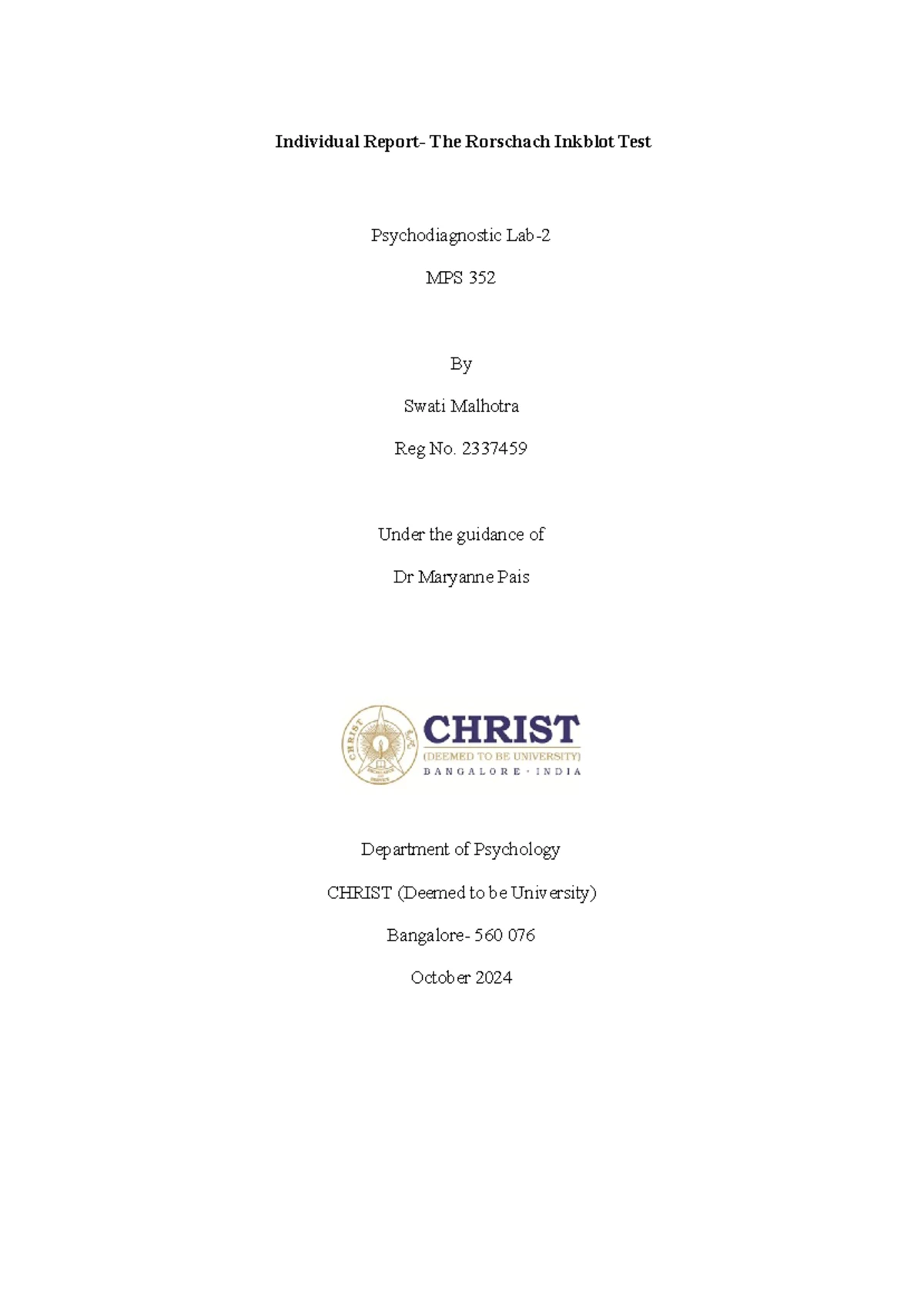 BKT experiment - Binet-Kamat test of intelligence - KS ANISHA 2339324 ...