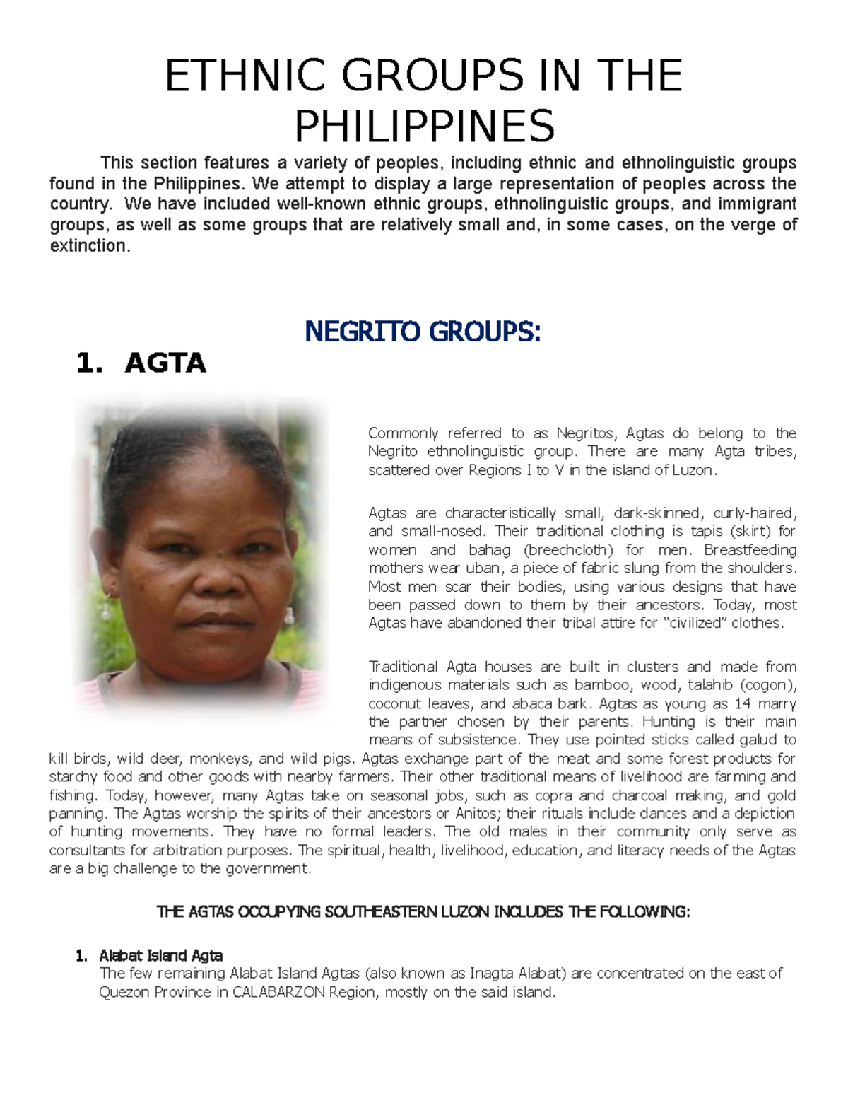 Negrito Groups - Philippine Indigenous communities introduction ...