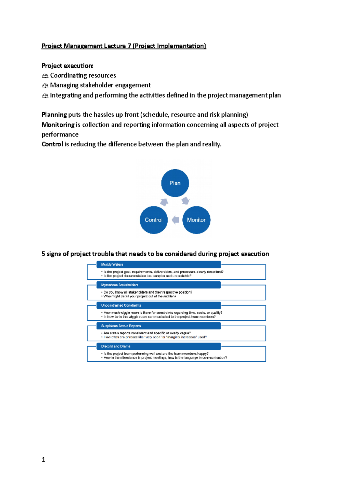 Project Management Lecture 7 - 5 signs of project trouble that needs to ...