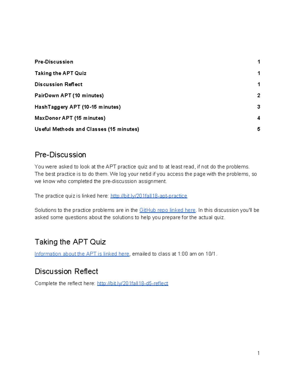 Discussion 5, October 1, Compsci 201, Fall 2018 - Pre-Discussion 1 ...