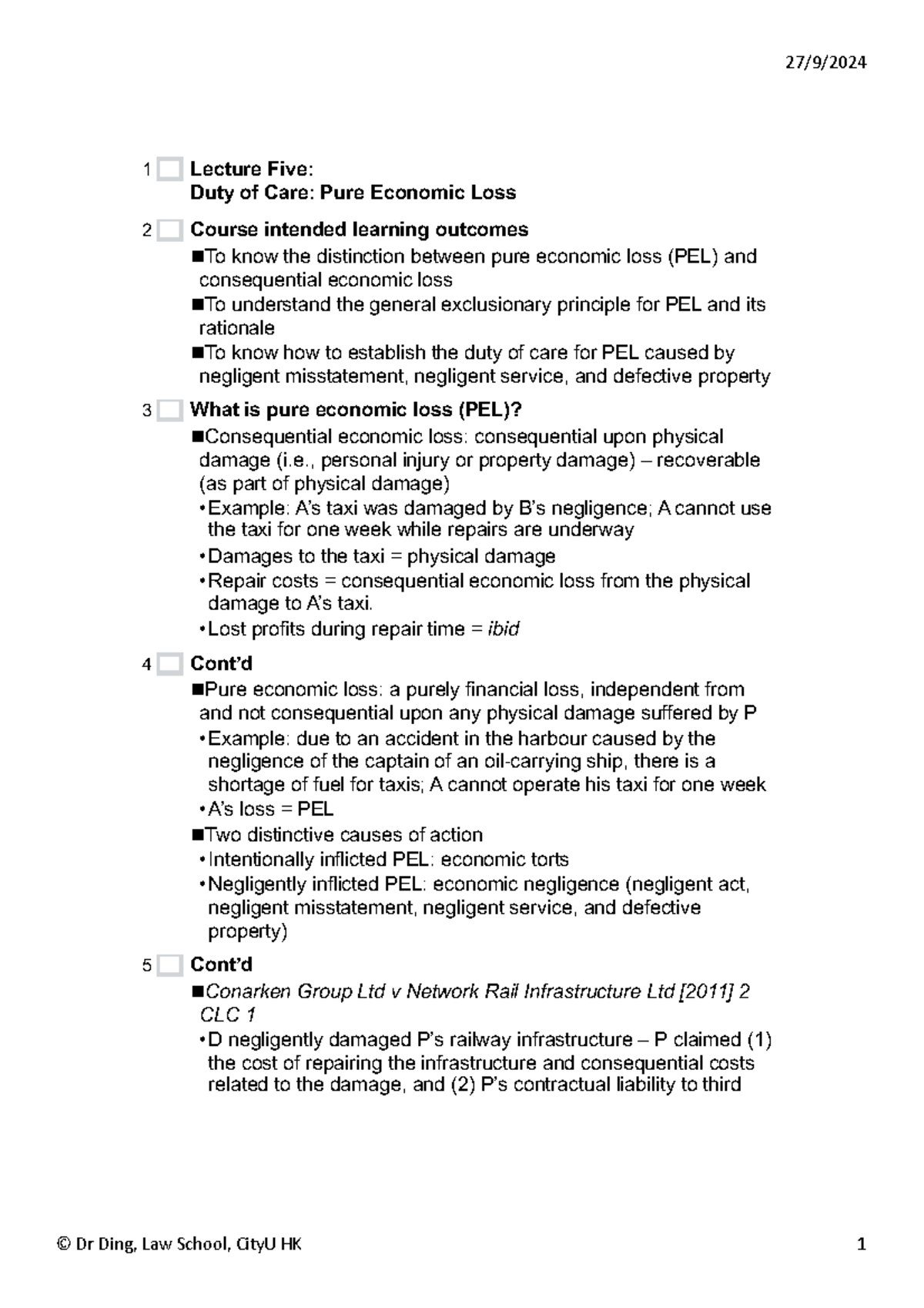 L5 - lecture note by professor - 27/9/ © Dr Ding, Law School, CityU HK ...