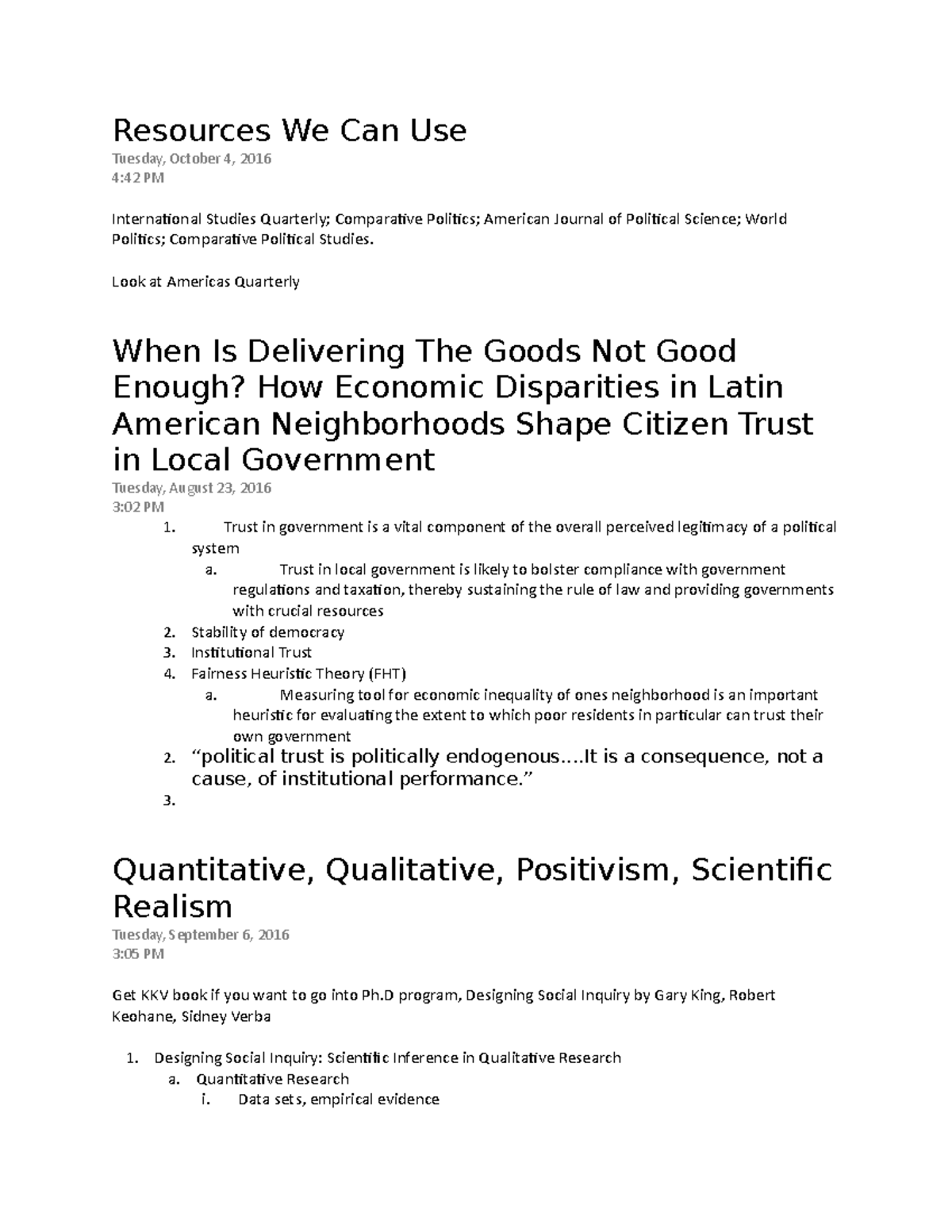 Political Science Methods - Resources We Can Use Tuesday, October 4 ...